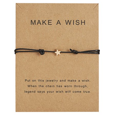 2 PACKS Fashion Make A Wish Paper Card Star Woven Adjustable Rope Chain ...
