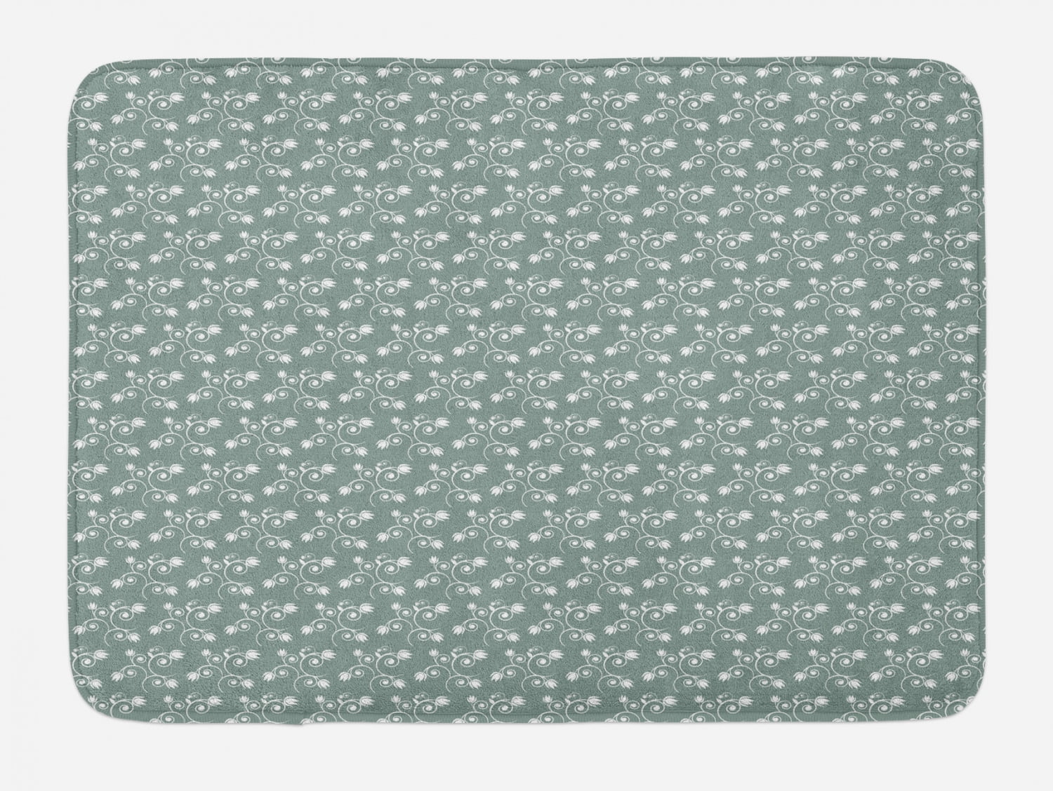 Vintage Floral Bath Mat, Spring Meadow Themed Swirled Twigs with Tulips ...