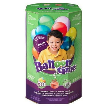 Balloon Time 9.5in Helium Tank Kit - Includes 30 Assorted Latex Balloons and Ribbon - Walmart.com