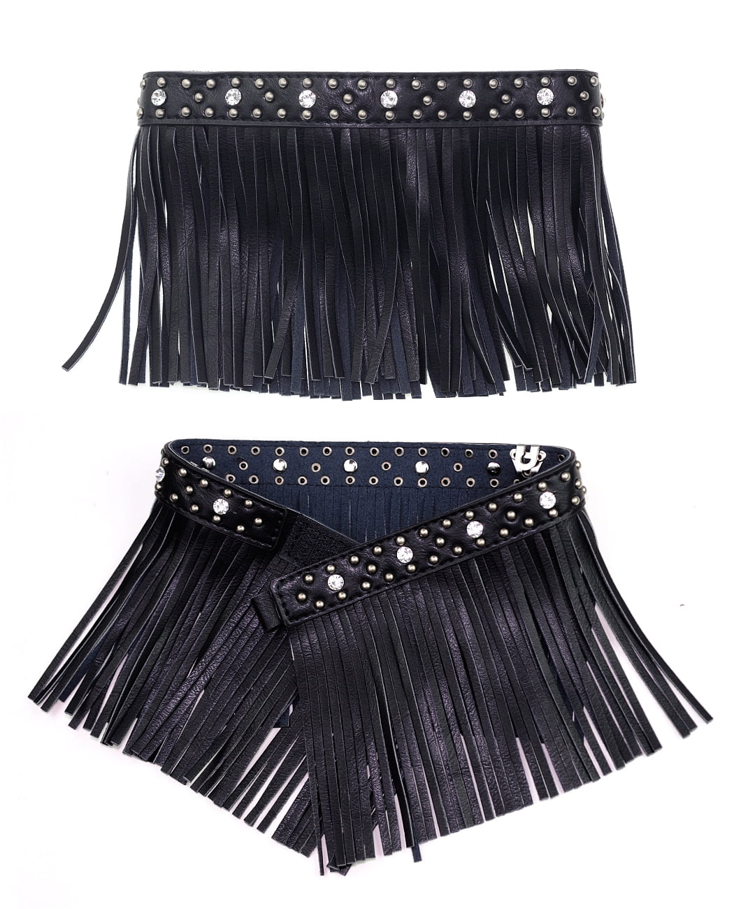 Women's Fringe Faux Leather Fashion Studded Boot Toppers Accessory ...