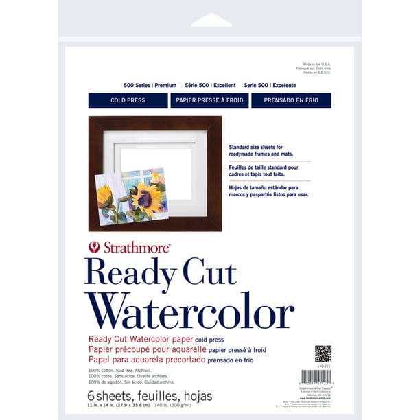 Strathmore Watercolor Paper 500 Series Cold-Press, 11" x 14", 6 Sheets ...