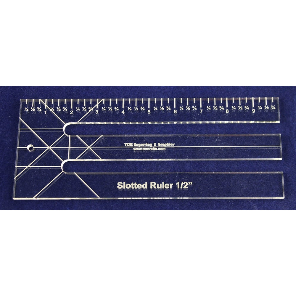 10" Slotted-Ruler - 1/2" Slots - Acrylic 1/4" thick. Quilting/Sewing ...