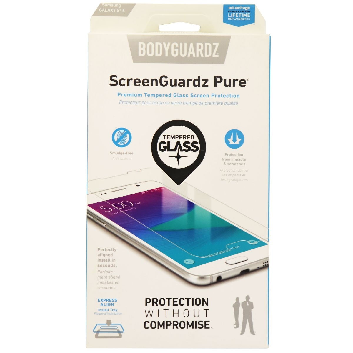 BodyGuardz ScreenGuardz Pure Series Tempered Glass for Galaxy S6 ...