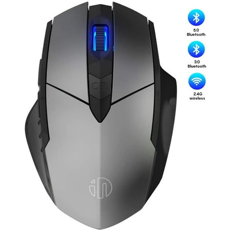 Bluetooth Mouse, Inphic Multi-Device Silent Rechargeable Bluetooth Wireless Mouse (Tri-Mode: BT ...