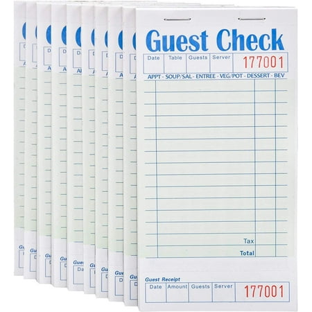 [10 Pads, 50 Sheets/Pad] Single Part Guest Checks Pad for Restaurants ...