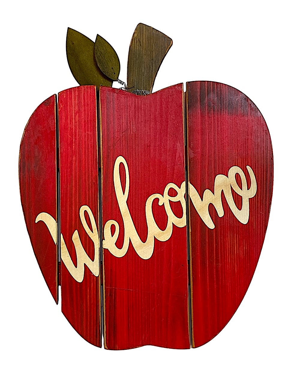 Red Apple Welcome Wall Door Room Decor Hanging Wooden Art Sculpture ...