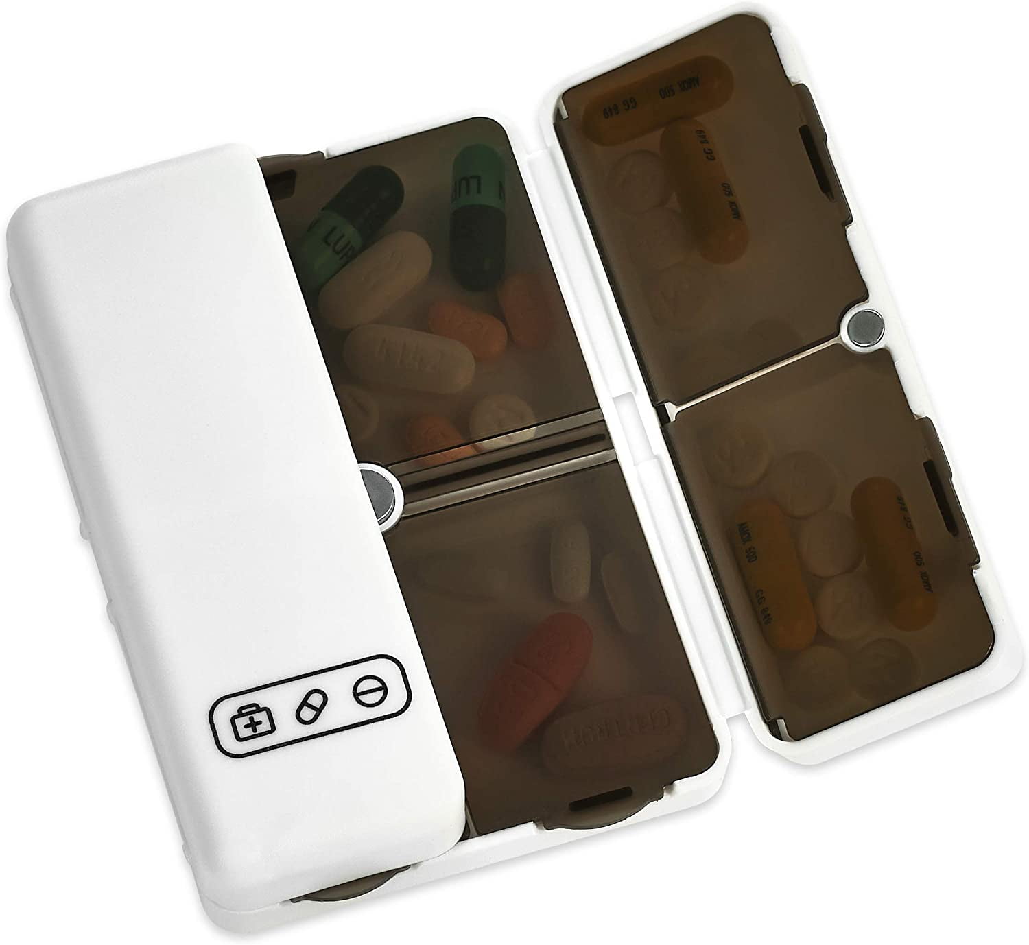 MEDca Magnetic Foldable Pill Box Case - 7 Day Weekly Medicine Organizer ...