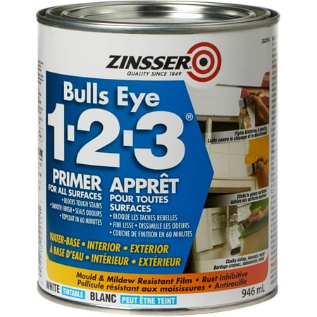 Zinsser 02004 Bulls Eye 1-2-3 All Surface Primer, Quart, White 32 Fl Oz ...