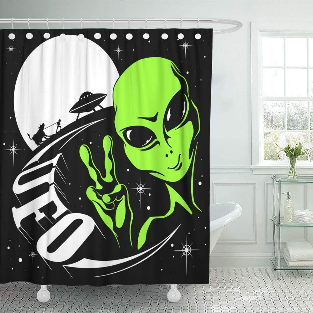 CYNLON Cartoon Planet Alien UFO Welcomes Against Moon Astronomy Drawn ...