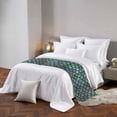Colorful Mermaid Bed Runner King Size Scales Ombre Texture Soft Bed ...