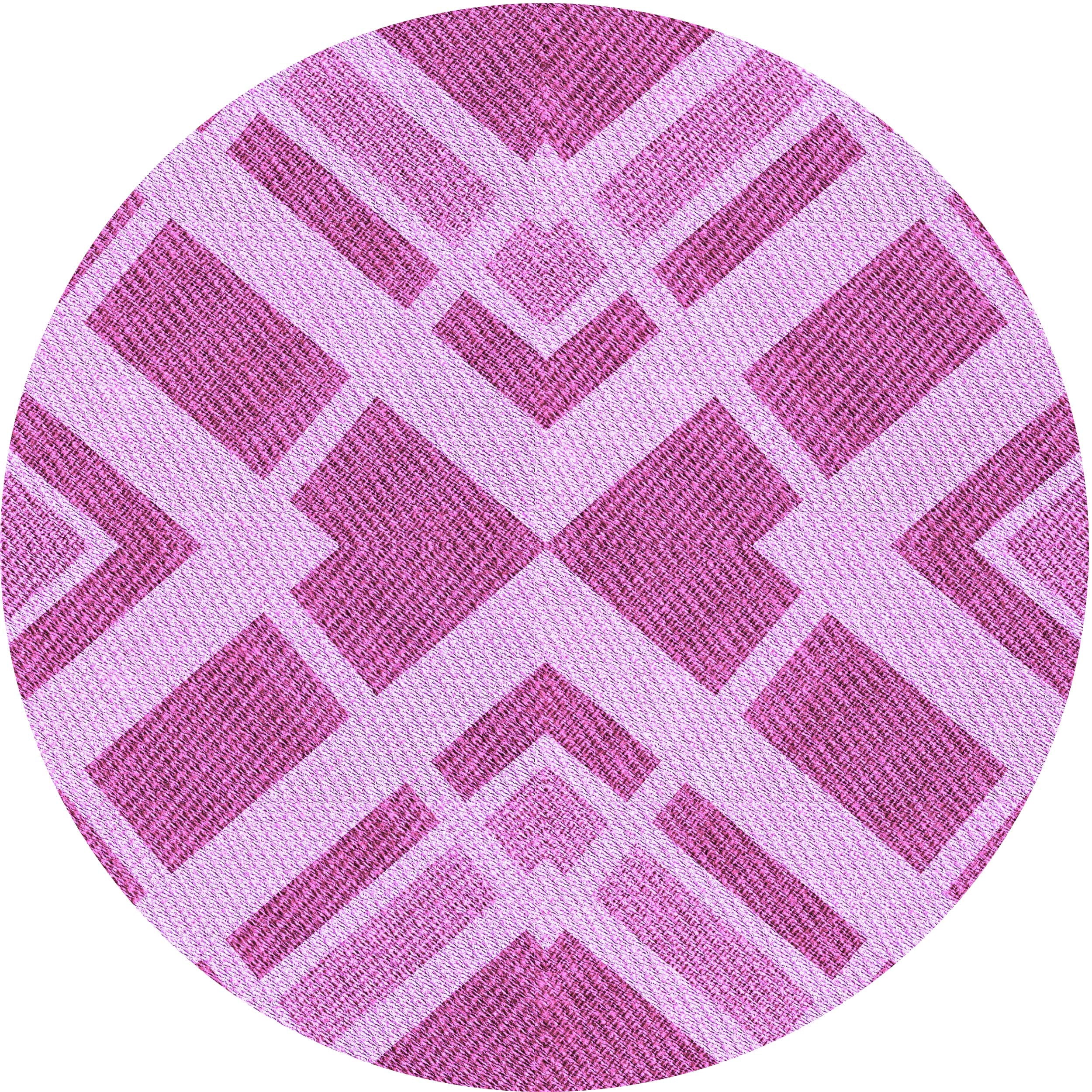 Ahgly Company Indoor Round Patterned Neon Pink Area Rugs, 8' Round ...