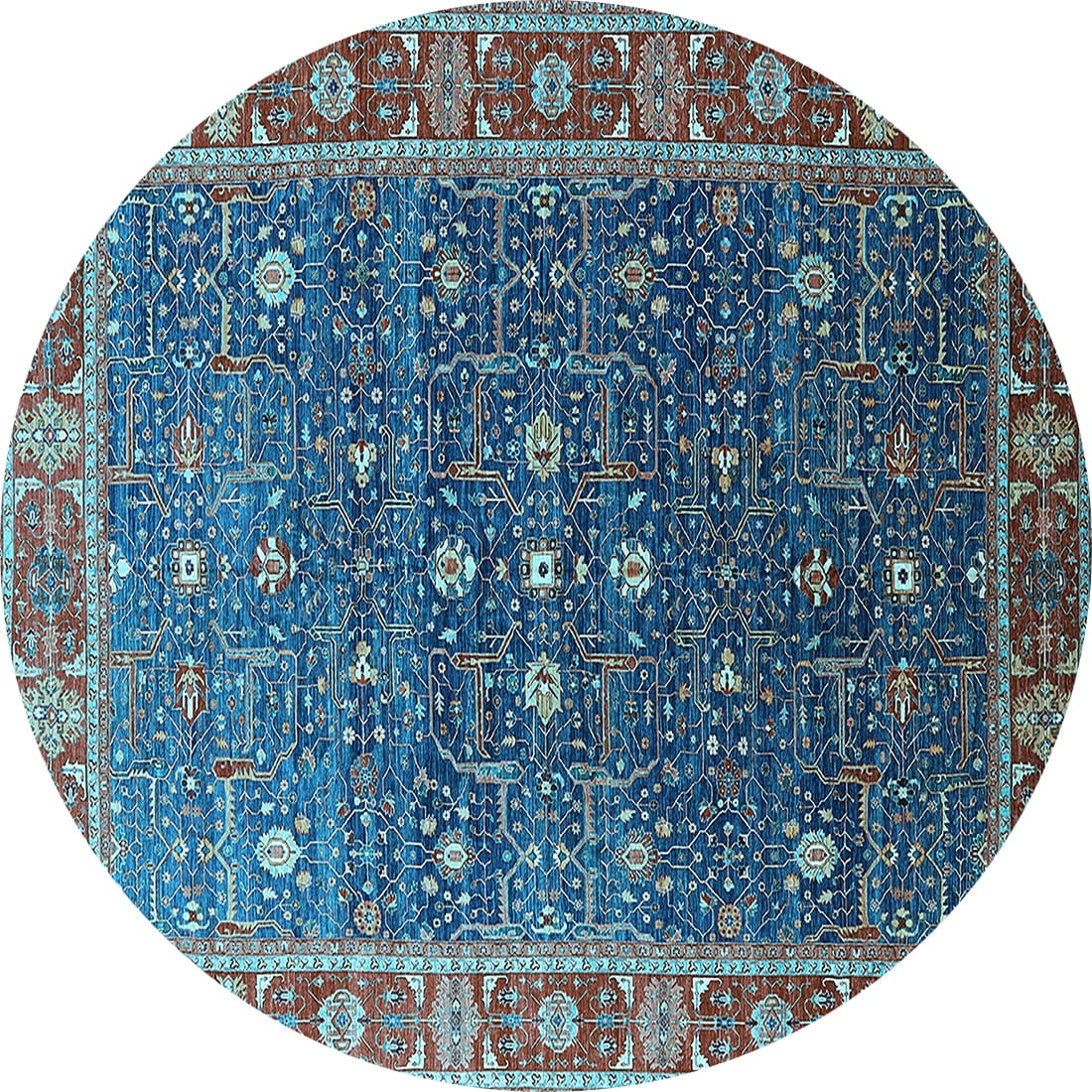 Ahgly Company Indoor Round Oriental Light Blue Industrial Area Rugs, 8 ...