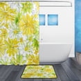 Bath Curtain & 66x72in Non-Slip Bath Mat Set 12-Grommet Shower Curtain ...