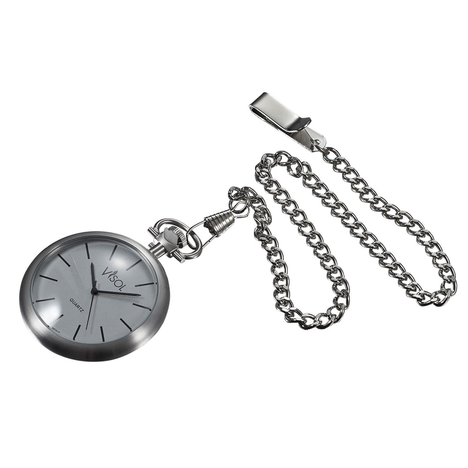 Visol Presley Silver Dial Stainless Steel Quartz Pocket Watch - Walmart.com