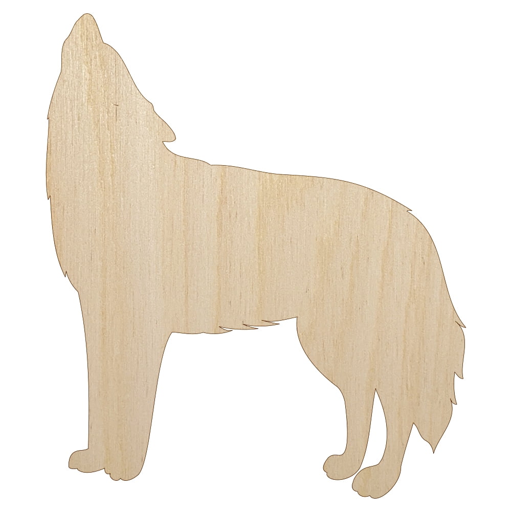 Howling Wolf Solid Wood Shape Unfinished Piece Cutout Craft DIY ...