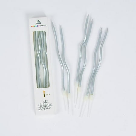 Curved Birthday Cake With Candles 12 Metallic Twisted Birthday Candles ...