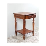 Square Wood Table with Drawer - Carved Side Table for Living Room ...