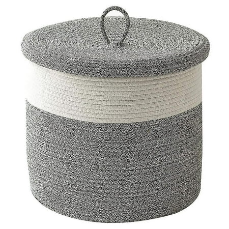 Woven Rope Basket With Lid Cotton Rope Baskets For Organizing Baskets ...