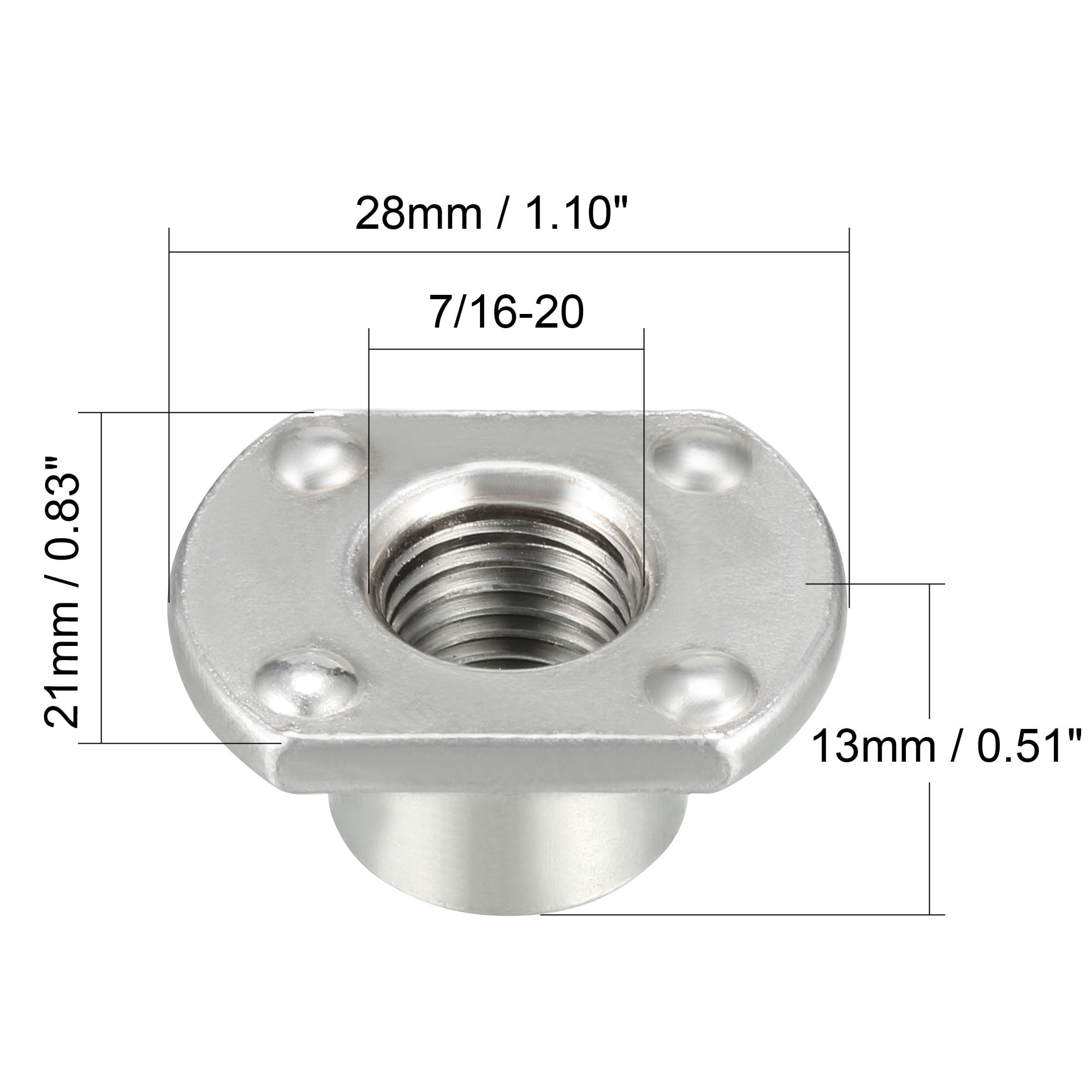 Buy 7/16-20 Carbon Steel Slab Base T-Shaped 4 Projection Weld Nuts, 25 Pcs Online at Lowest ...