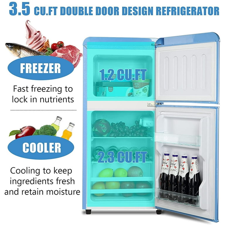 Blue Mini Fridge With Freezer