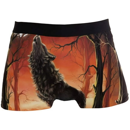 Wolf Full Moon Sunset Mist Forest Woodland Mens Boxer Briefs Man ...