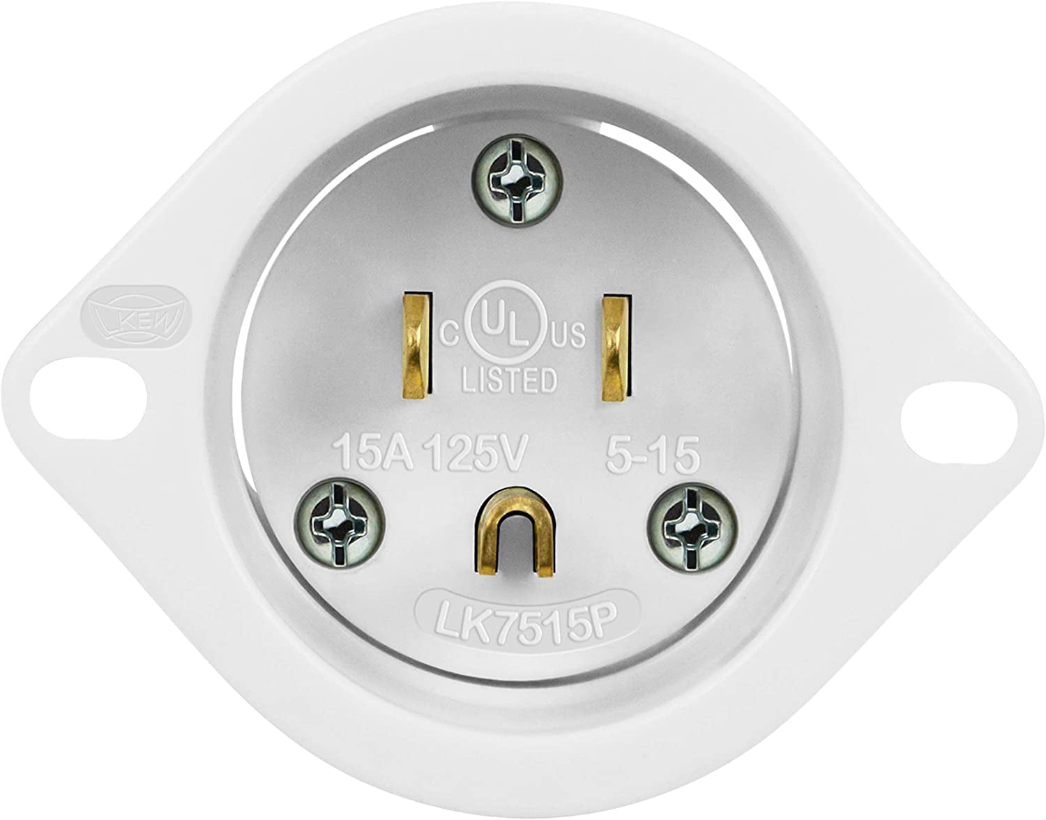 ENERLITES Straight Blade Flanged Inlet, NEMA 5-15, 15A 125VAC ...