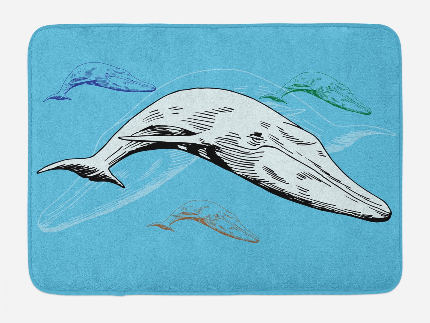 Whale Bath Mat, Shoal of Whales in Colors Swimming In the Ocean ...