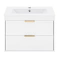 UBesGoo 24" White Wall Mounted Bathroom Vanity with Sink & 2 Drawers ...