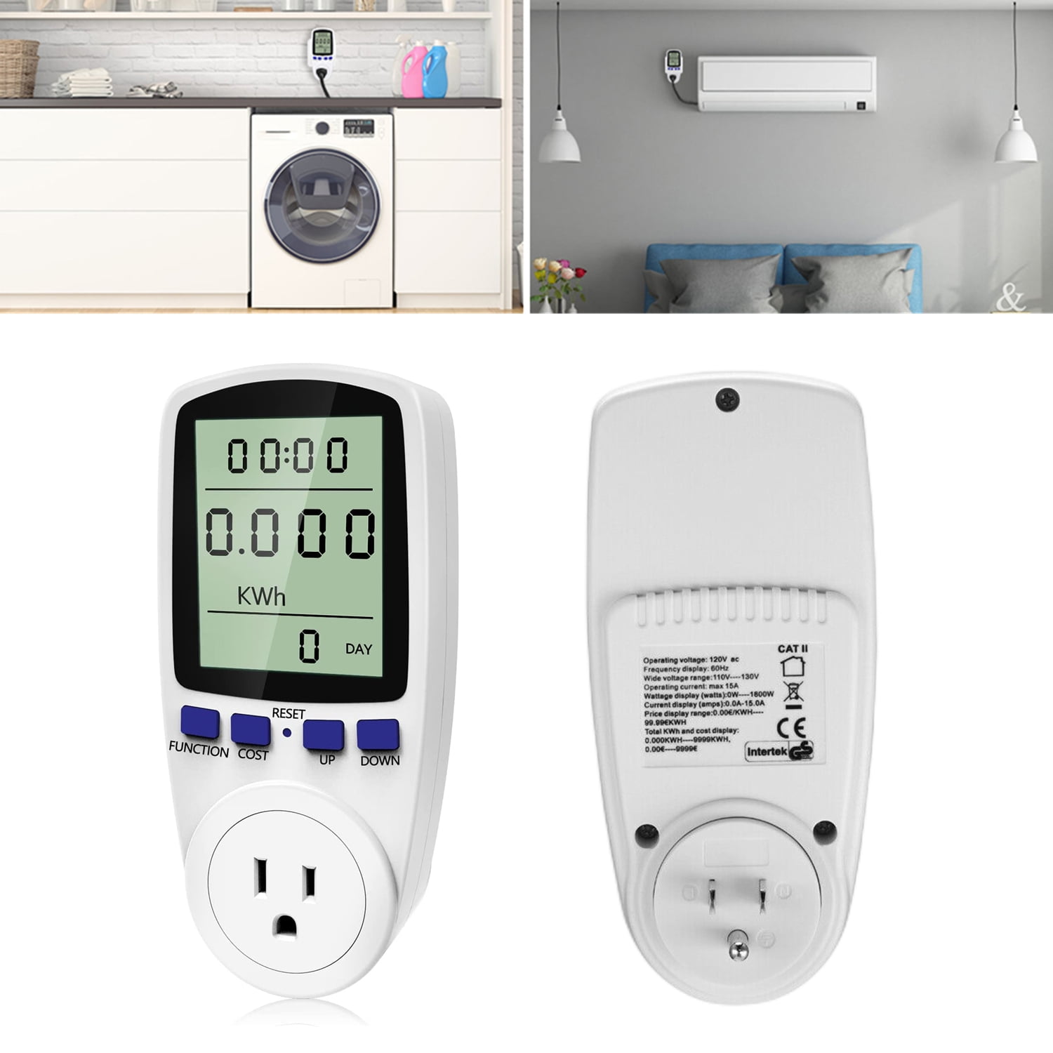 Electricity Usage Monitor LCD Plug in Power Meter, Overload Protection ...