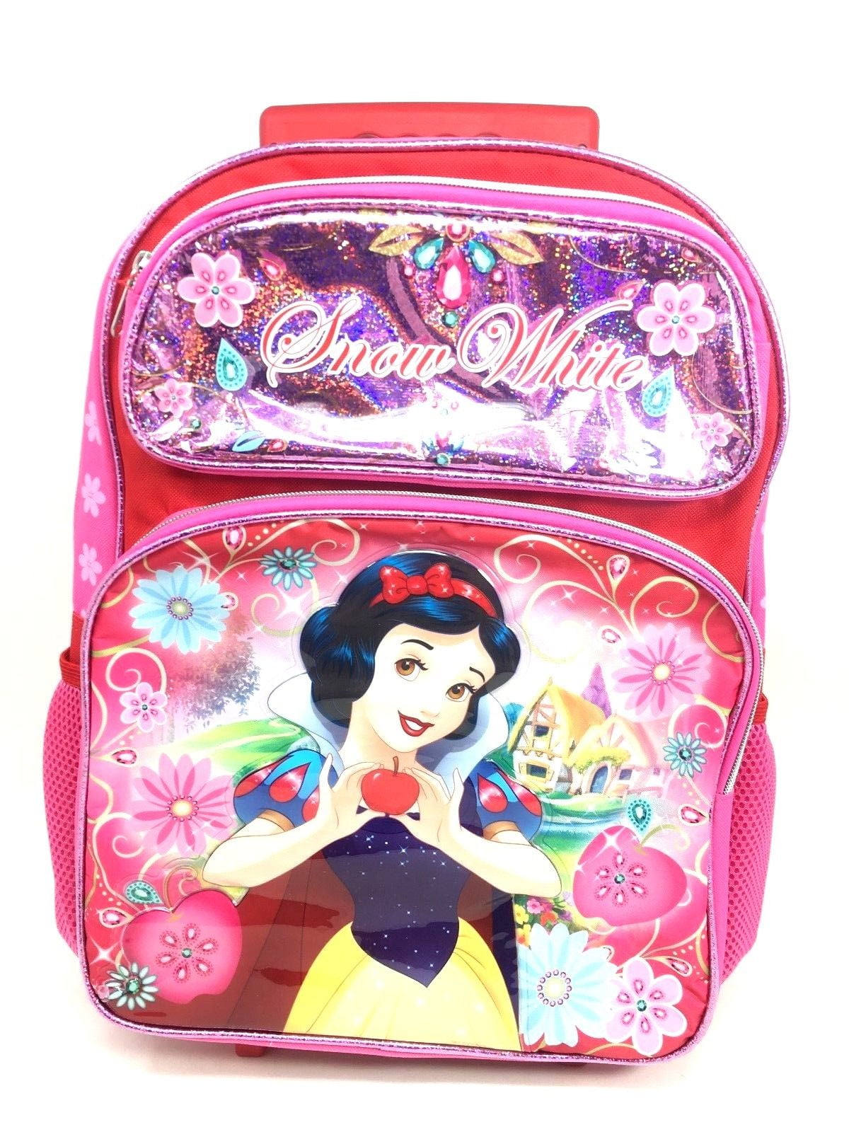 Disney Princess Snow White 16" Shine Pink Color Roller/Rolling Backpack ...