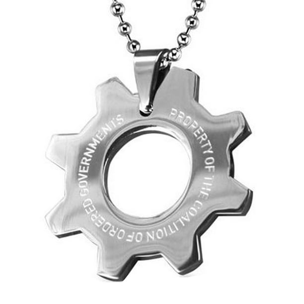 Cog Gears of War Symbol Metal Necklace Pendant Keychain Stainless Steel ...