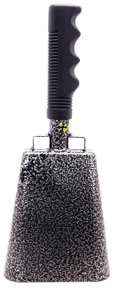 9.6 inch Flake Silver Bell Black Handle Cowbell with Stick Grip Handle ...