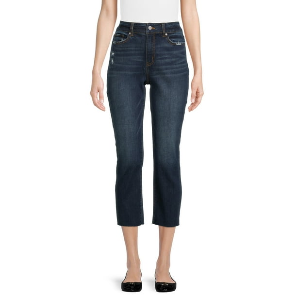 Time and Tru Women's High Rise Straight Crop Jean - Walmart.com