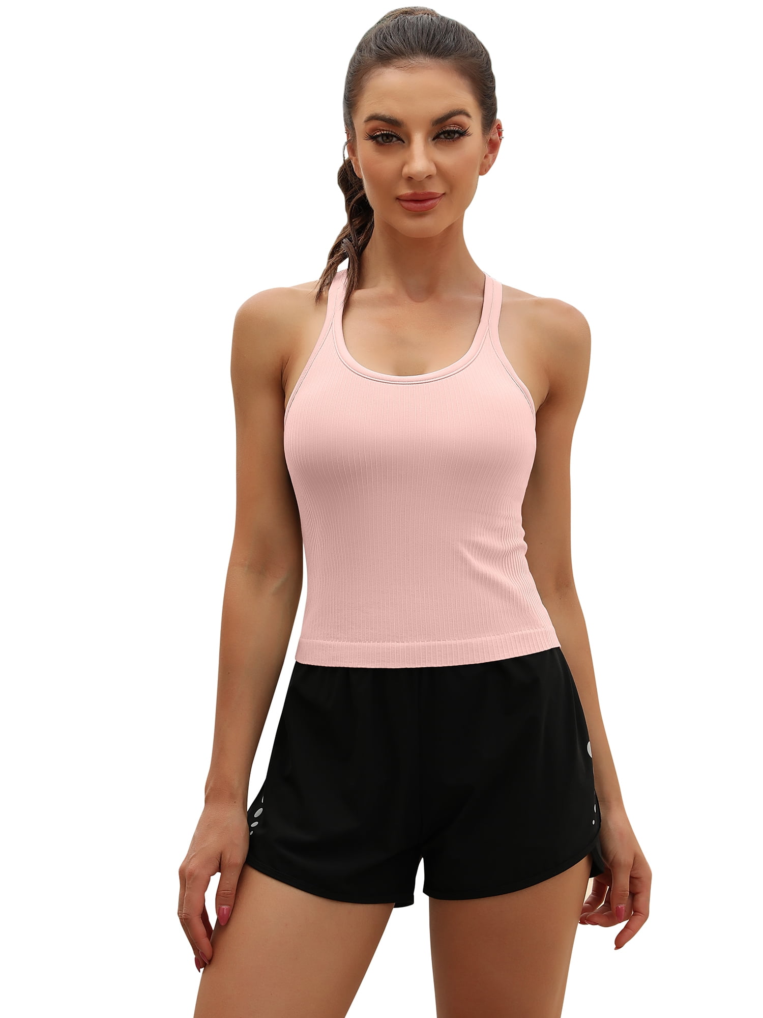 Sociala Women's Round Neck Ribbed Tank Tops Racerback Stretch Camis ...