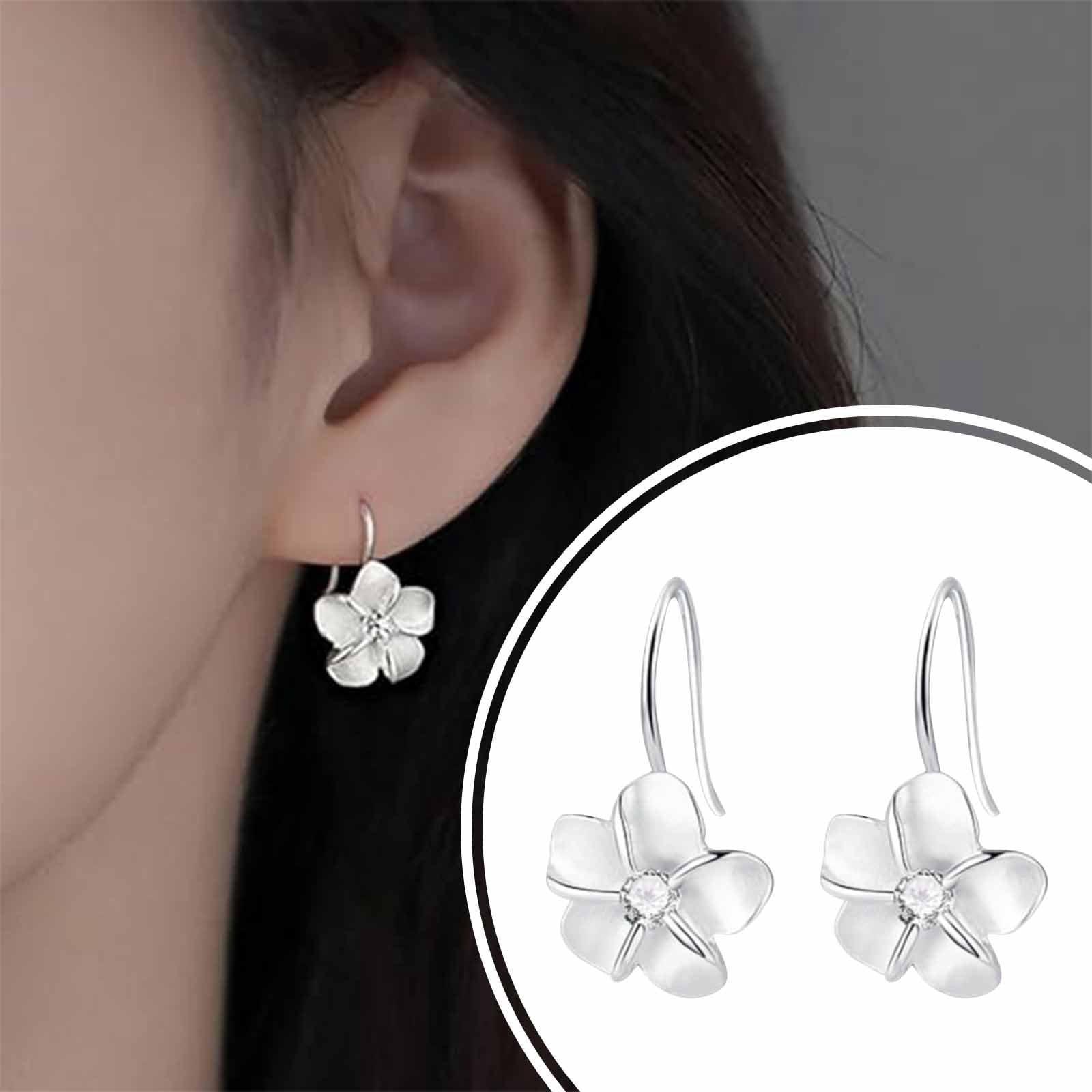 Click here for Yangzheee Flower Stud Earrings 925 Silver Plumeria... prices