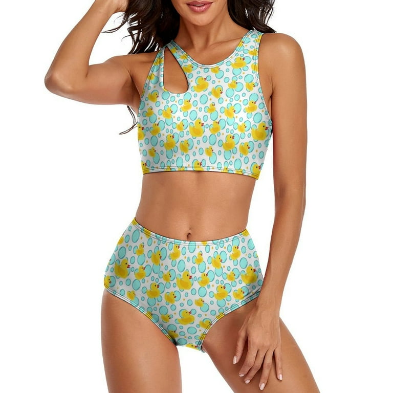 Yellow Rubber Ducks Bikinis Set Bubbles Bathtime Push Up Bikini Swimsuit Sexy High Waisted Swimwear Graphic Aesthetic Swimsuits Walmart