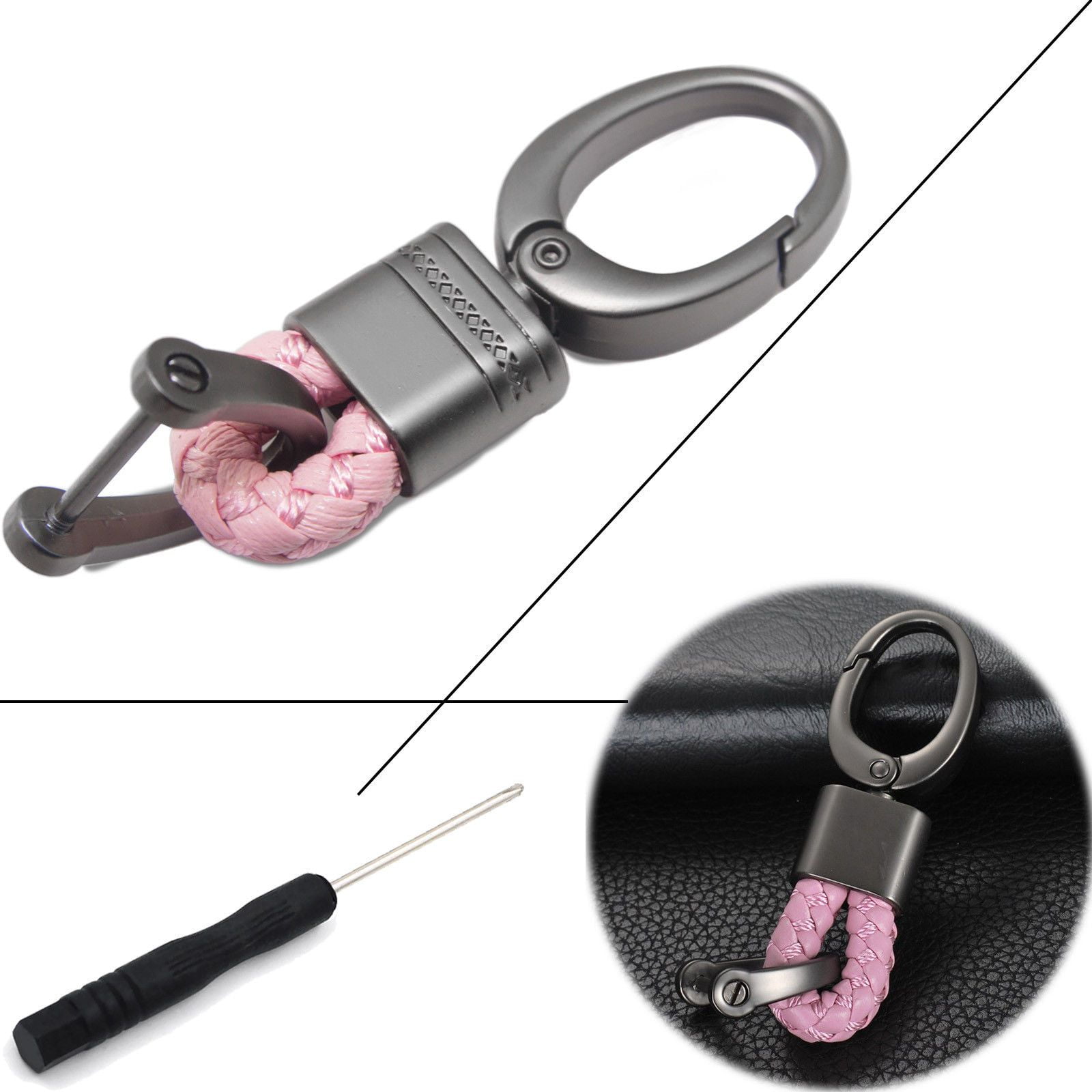 Xotic Tech Pink Real Leather Gun Aluminum Metal Key Chian Ring FOB ...