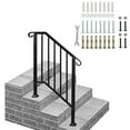 UBesGoo Matte Black Wrought Iron Handrail, 2-Step Stair Rail, Metal ...