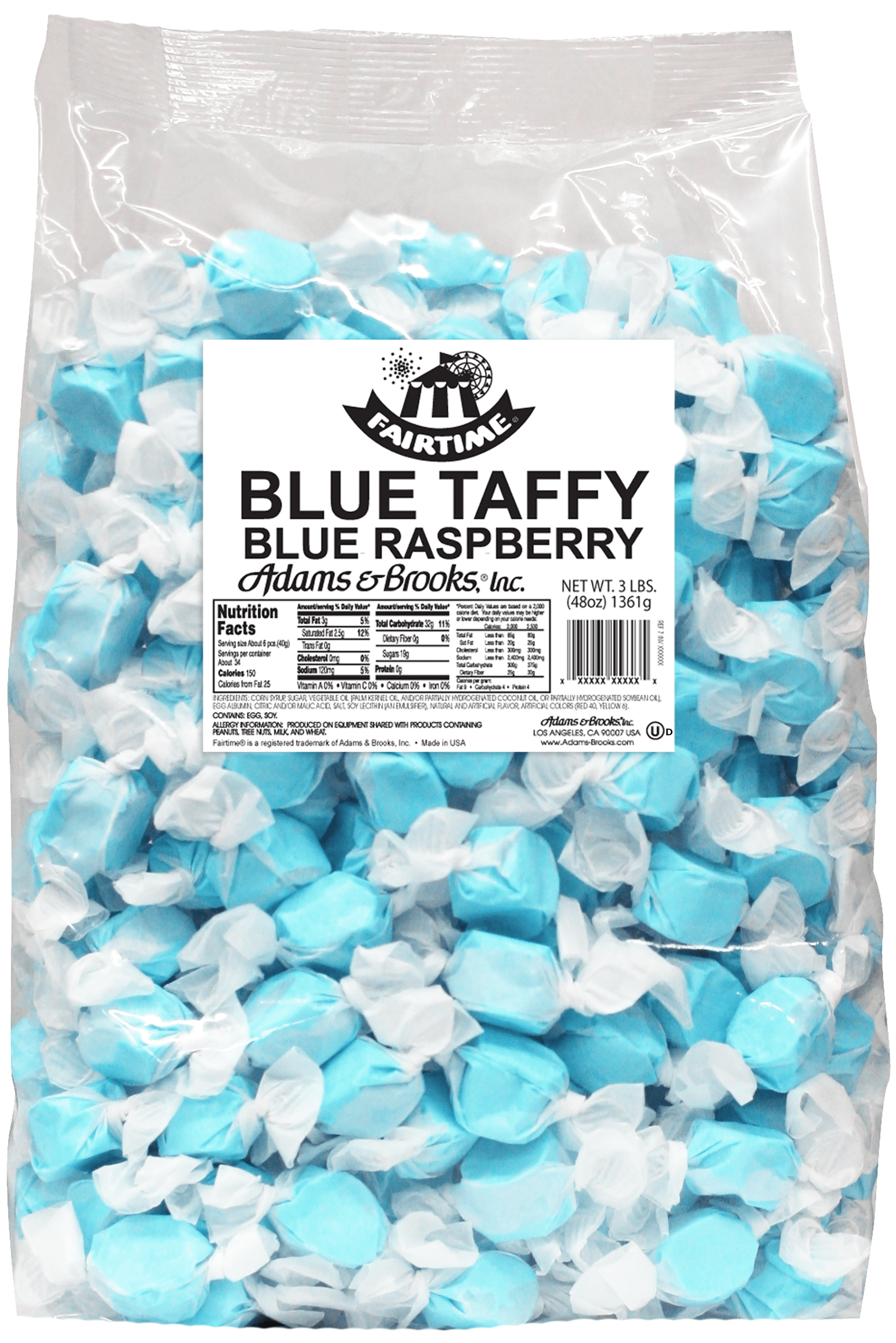 Adams & Brooks Fairtime Taffy – Bulk Blue Candy for Candy Buffets, Blue ...