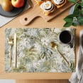 Abstract Leaf Cotton Linen Placemats Set of 8, Spring Vintage Tropical ...