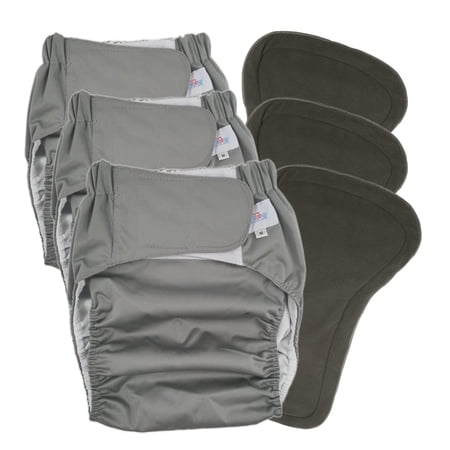 3 Pack Adult Cloth Diapers with Oversized Diaper Inserts, TPU ...