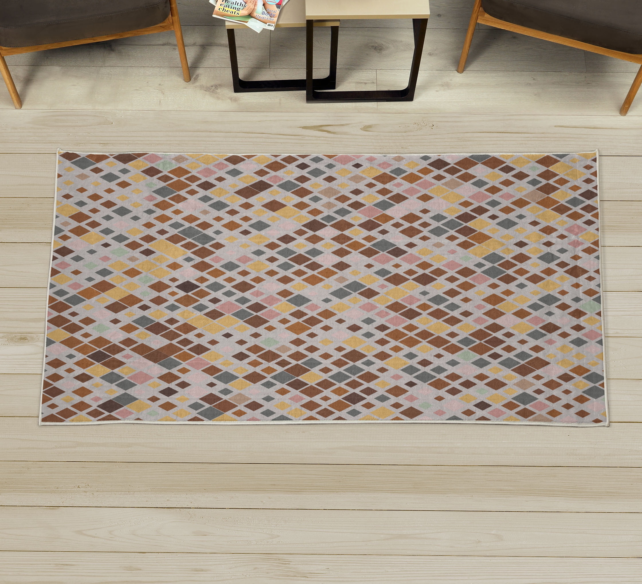 Ethnic Decorative Rug, Retro Mosaic Creative Pattern Square Rhythm ...