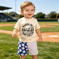Afdoent Boys Clothing Sets Sporty Baseball Print Tee With Plaid Shorts ...