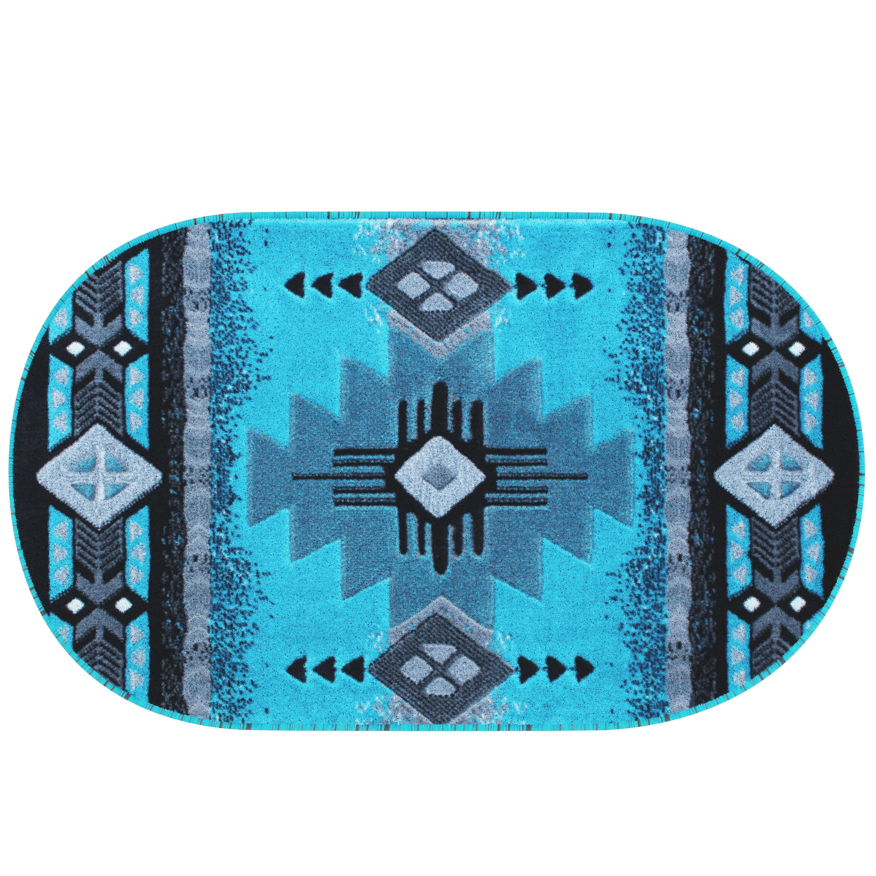 Flash Furniture Mohave Southwestern Black, Grey, Turquoise Area Rug, 3 ...