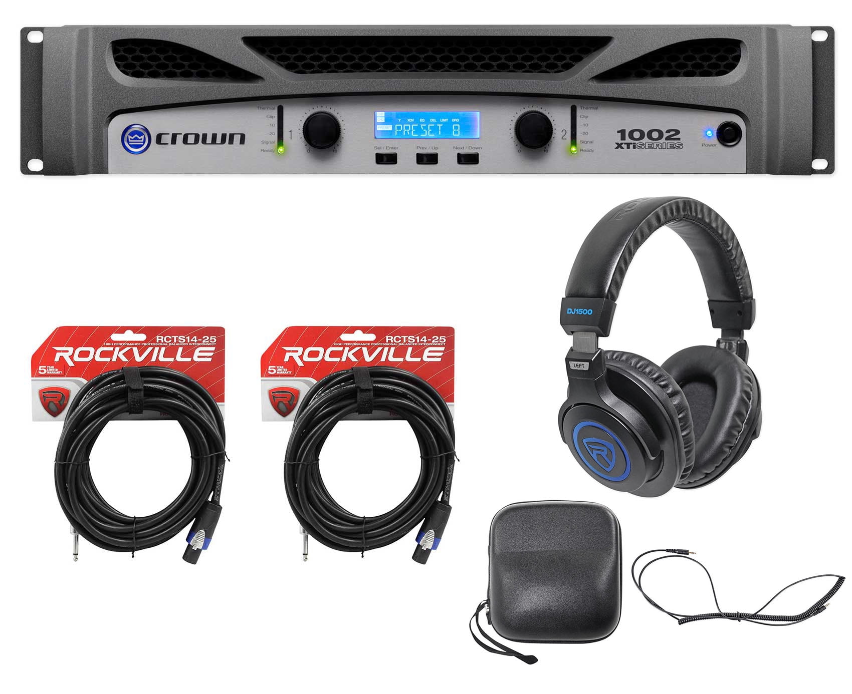 Crown Pro XTI1002 XTI 1002 1000 Watt Power Amplifier Amp, DSP+Cables ...