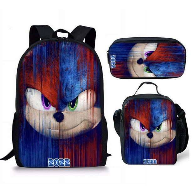Sonic2 Backpack Sonic Student Schoolbag Cartoon Meal Bag Pencil Bag ...