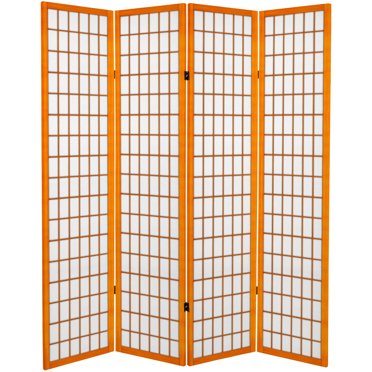 Oriental Furniture 7 Ft Tall Window Pane Shoji Screen, 3 panel, black ...