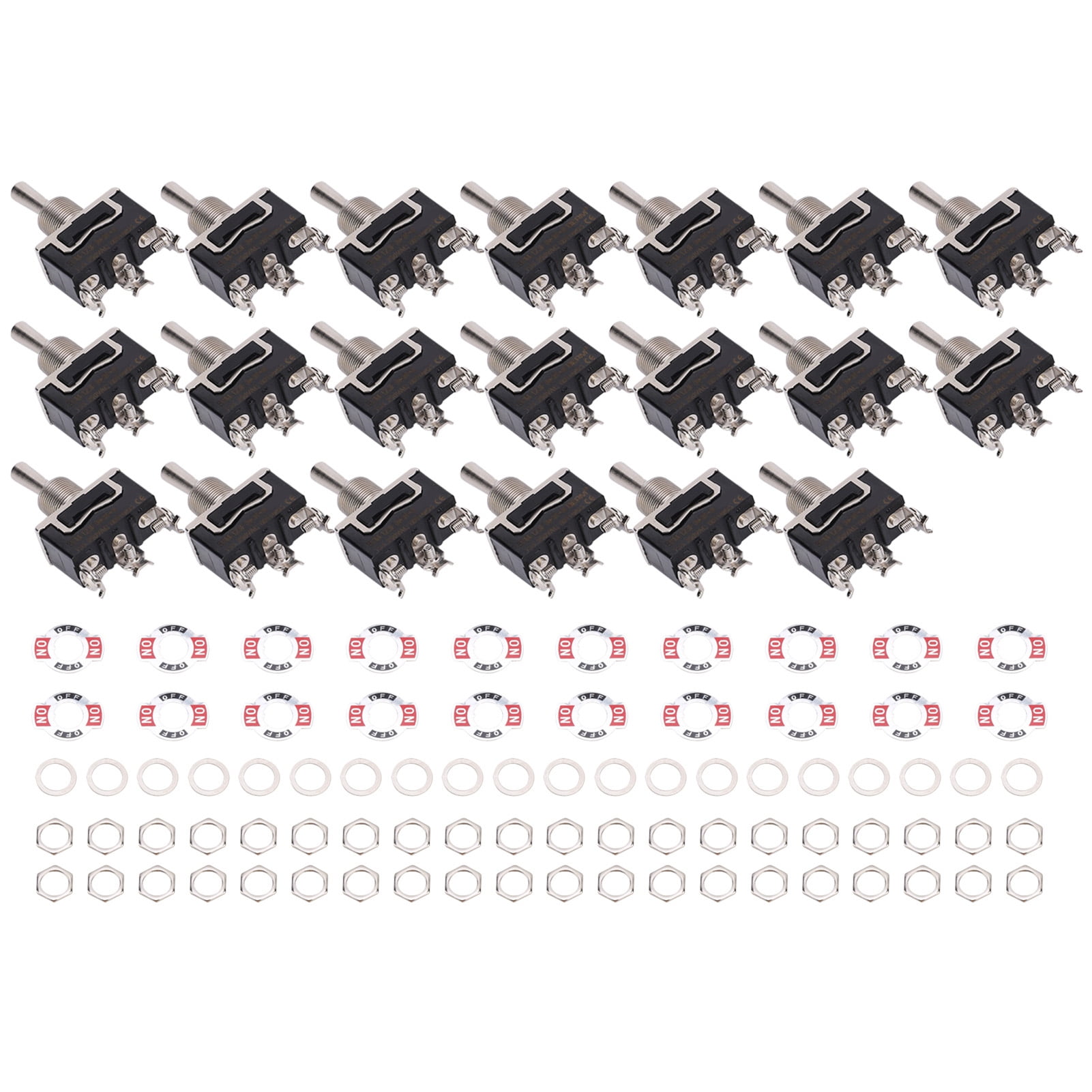 20Pcs BERM Toggle Switch 3 Level 3 Pins Mini LED Light Rocker BEM-123F ...