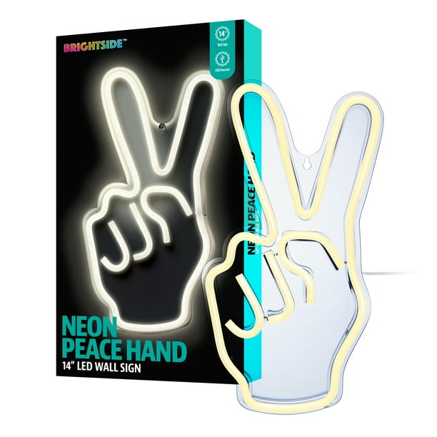 BrightSide Peace Hand 14" Neon LED Decorative Wall Sign, USB-Powered ...