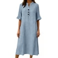 XFeng.Women's V Neck Flutter Short Sleeve Loose A-Line Midi Dress ...